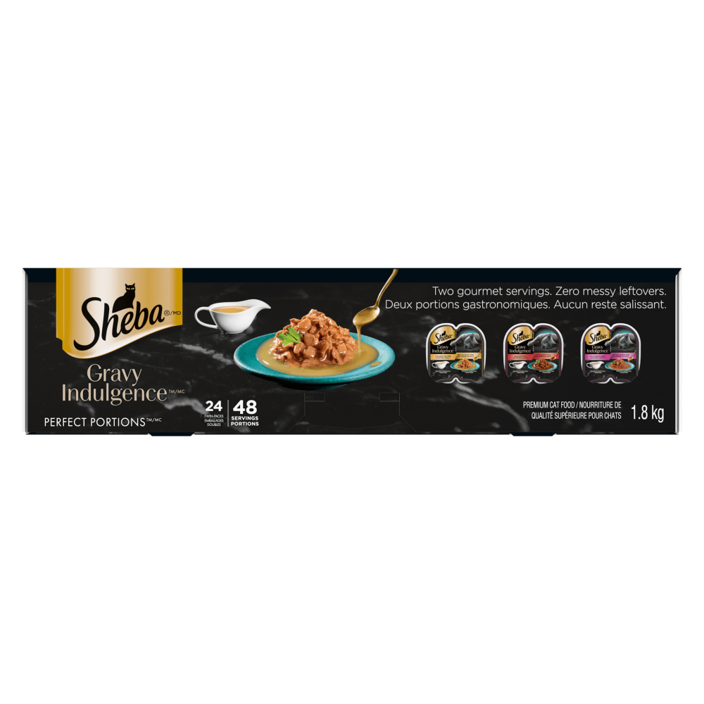 SHEBA® GRAVY INDULGENCE™ PERFECT PORTIONS™ Chicken & Beef & Salmon ...