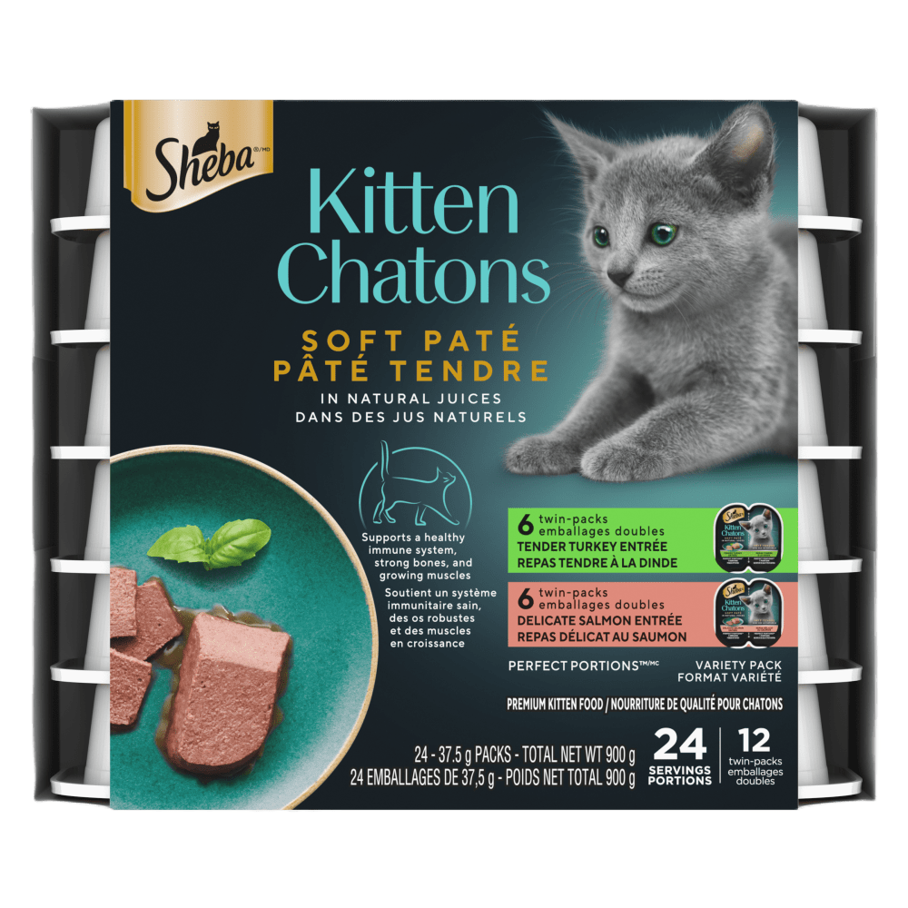 SHEBA® PERFECT PORTIONS™ Kitten Soft Paté Tender Turkey Entrée and ...